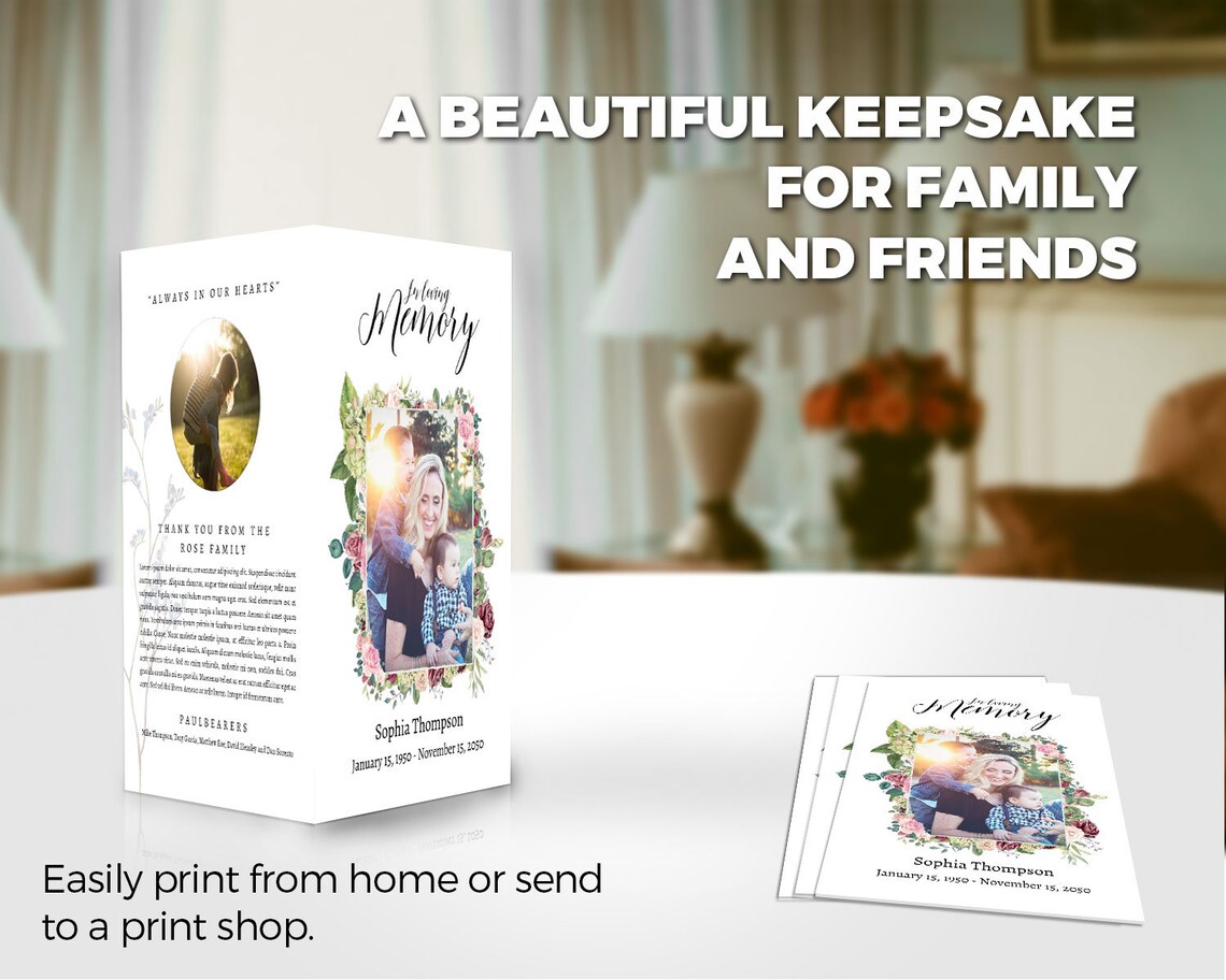 Funeral Program Template MS Word Use at Funeral Obituary - Etsy