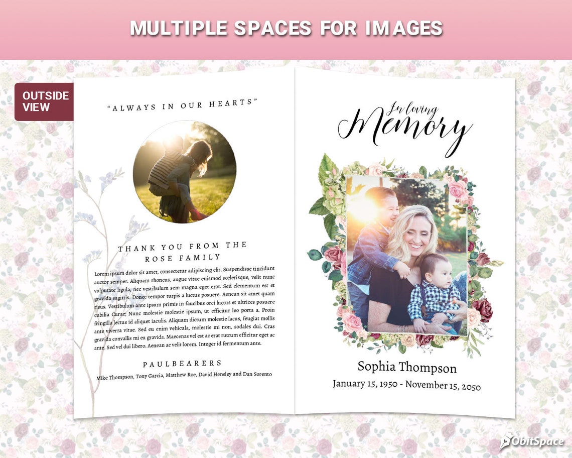 Funeral Program Template MS Word Use at Funeral Obituary - Etsy