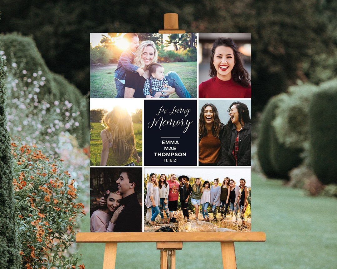 Funeral Picture Collage Poster, Photo Collage Welcome Sign Display ...