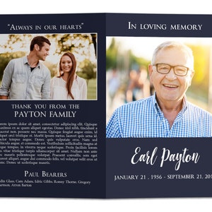 Funeral Program Template for Father/mother Celebration of Life Memorial ...