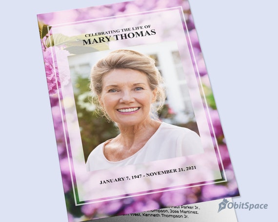 Funeral Program Template for Mother Celebration of Life - Etsy UK
