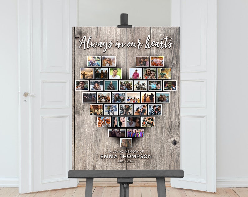 Funeral Poster Photo Display Rustic Wood Board Always in Our - Etsy