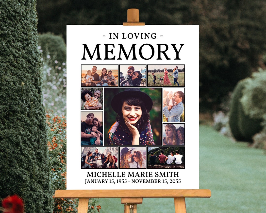 Funeral Poster Photo Collage for Men or Women, Memorial Welcome Sign ...