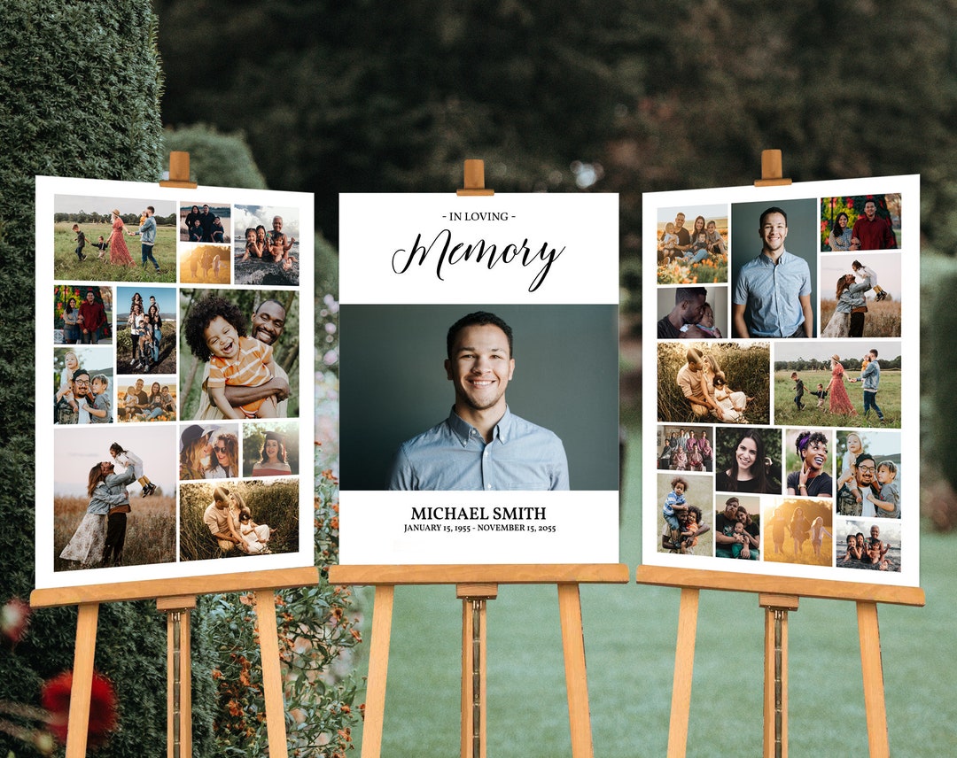 In Loving Memory Funeral Poster Bundle, Memorial Poster Photo Collage ...