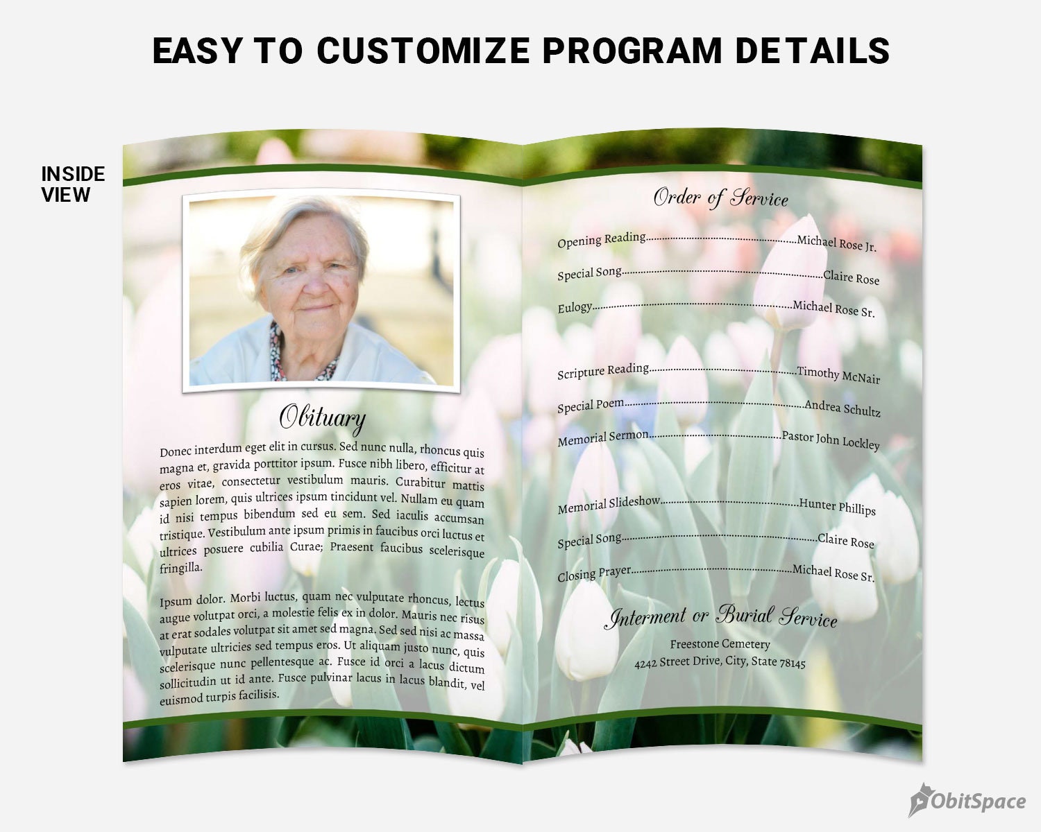 Funeral Program Template MS Word Funeral Obituary Memorial | Etsy