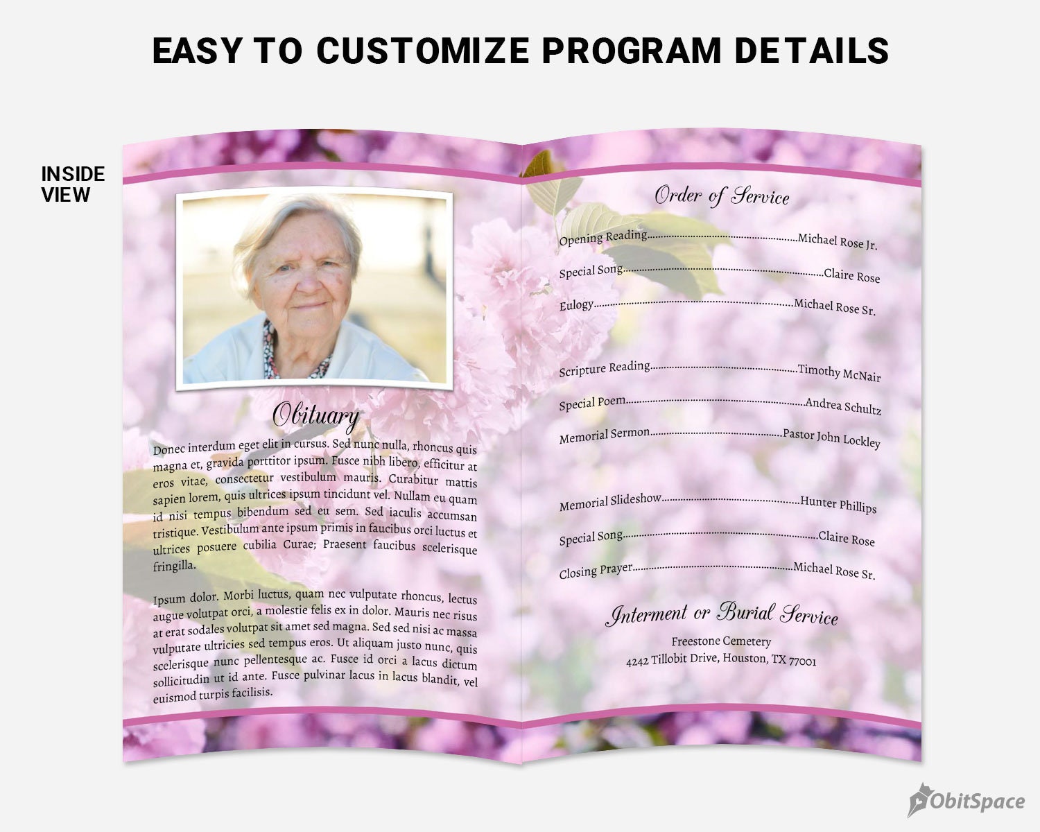 Funeral Program Template MS Word Funeral Obituary Memorial | Etsy