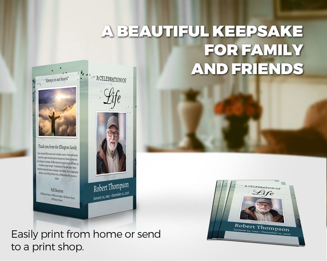 Funeral Program Template MS Word Funeral Obituary Memorial - Etsy