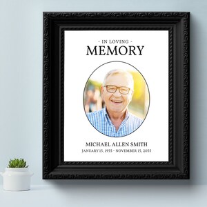 Funeral Poster Display Board for Men or Women, Celebration of Life ...