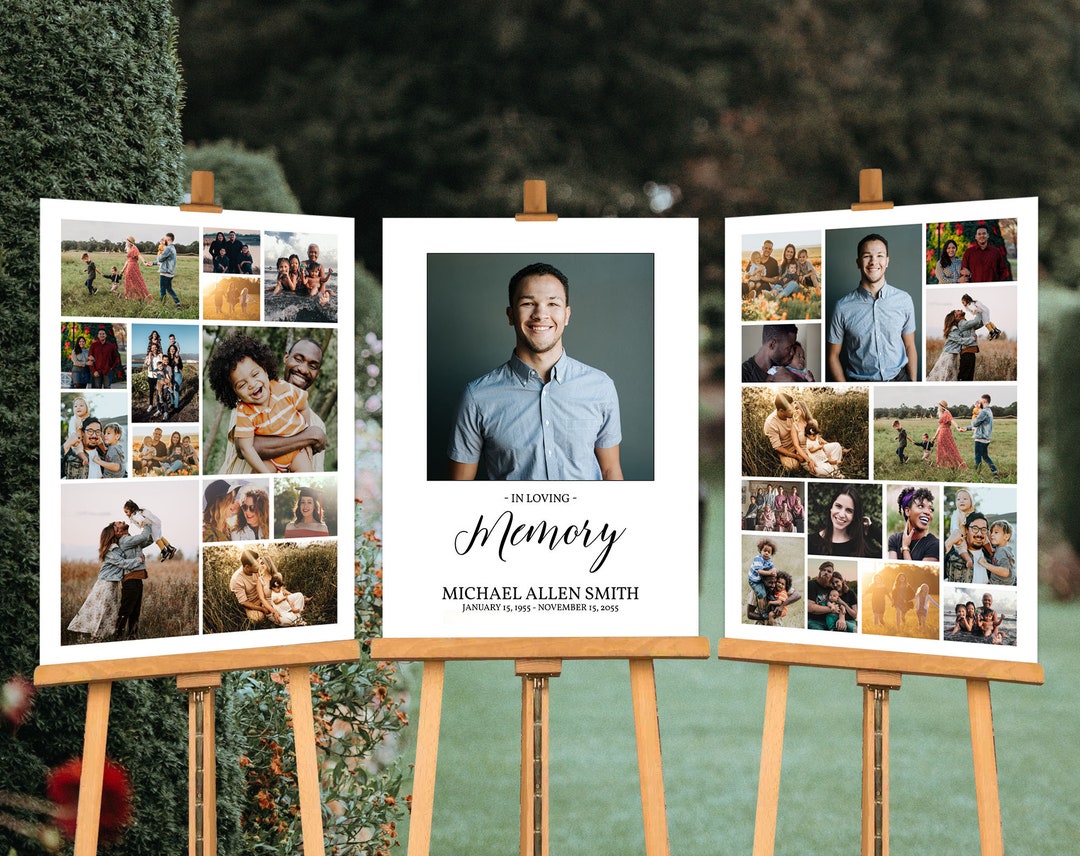 In Loving Memory Funeral Poster Memorial Photo Collage Picture Display ...