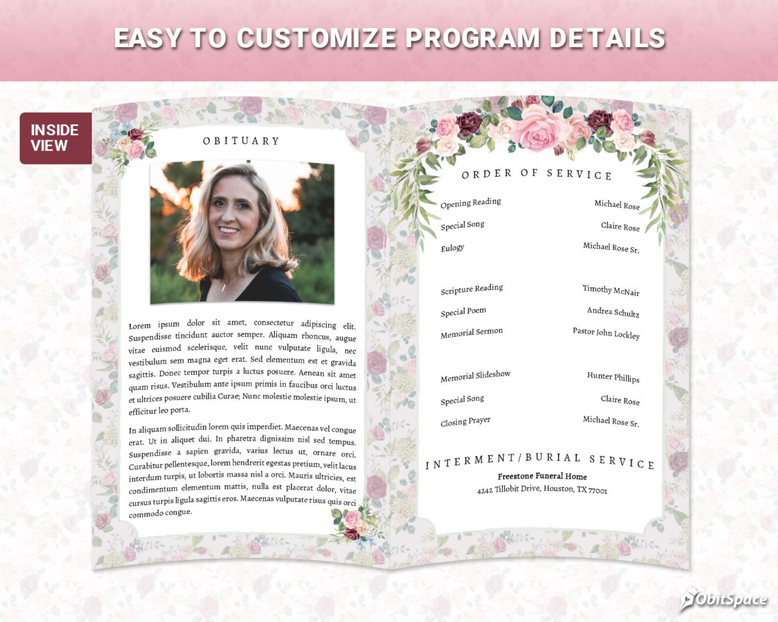 Funeral Program Template MS Word Use at Funeral Obituary - Etsy
