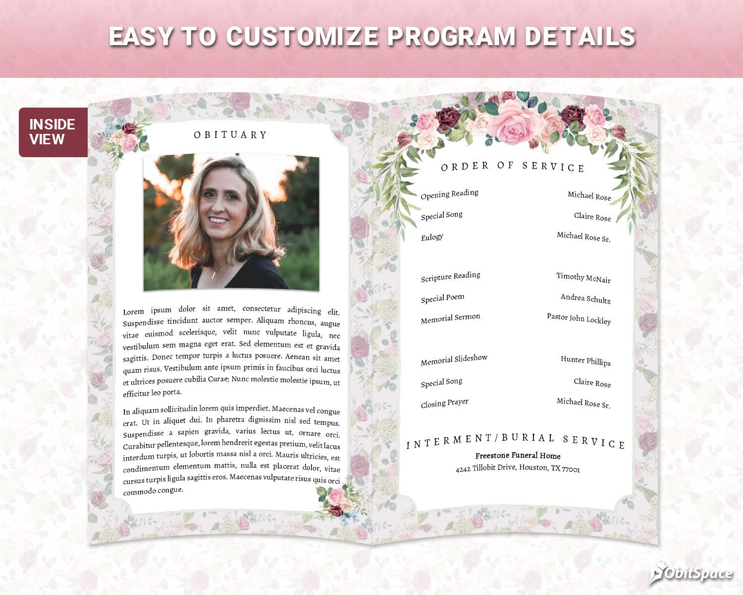 Funeral Program Template MS Word Use at Funeral Obituary - Etsy