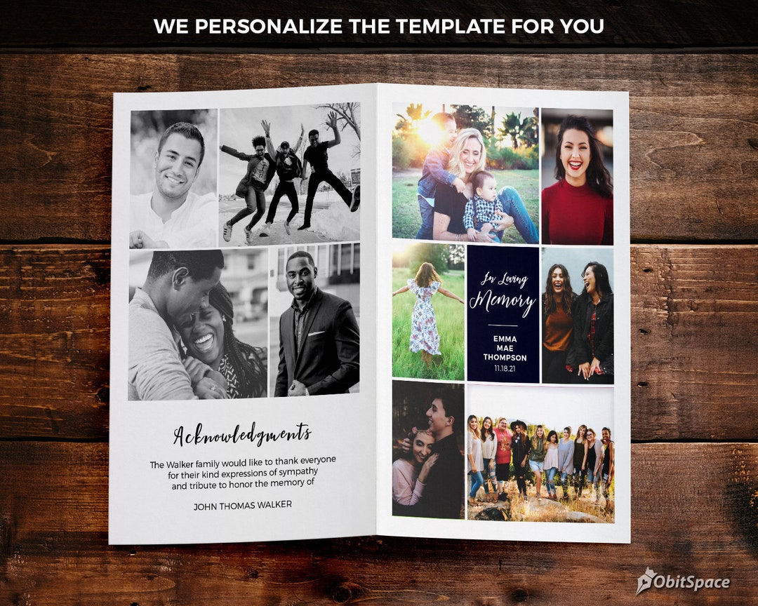Funeral Program Template: MD15 Modern Picture Collage for Celebration ...