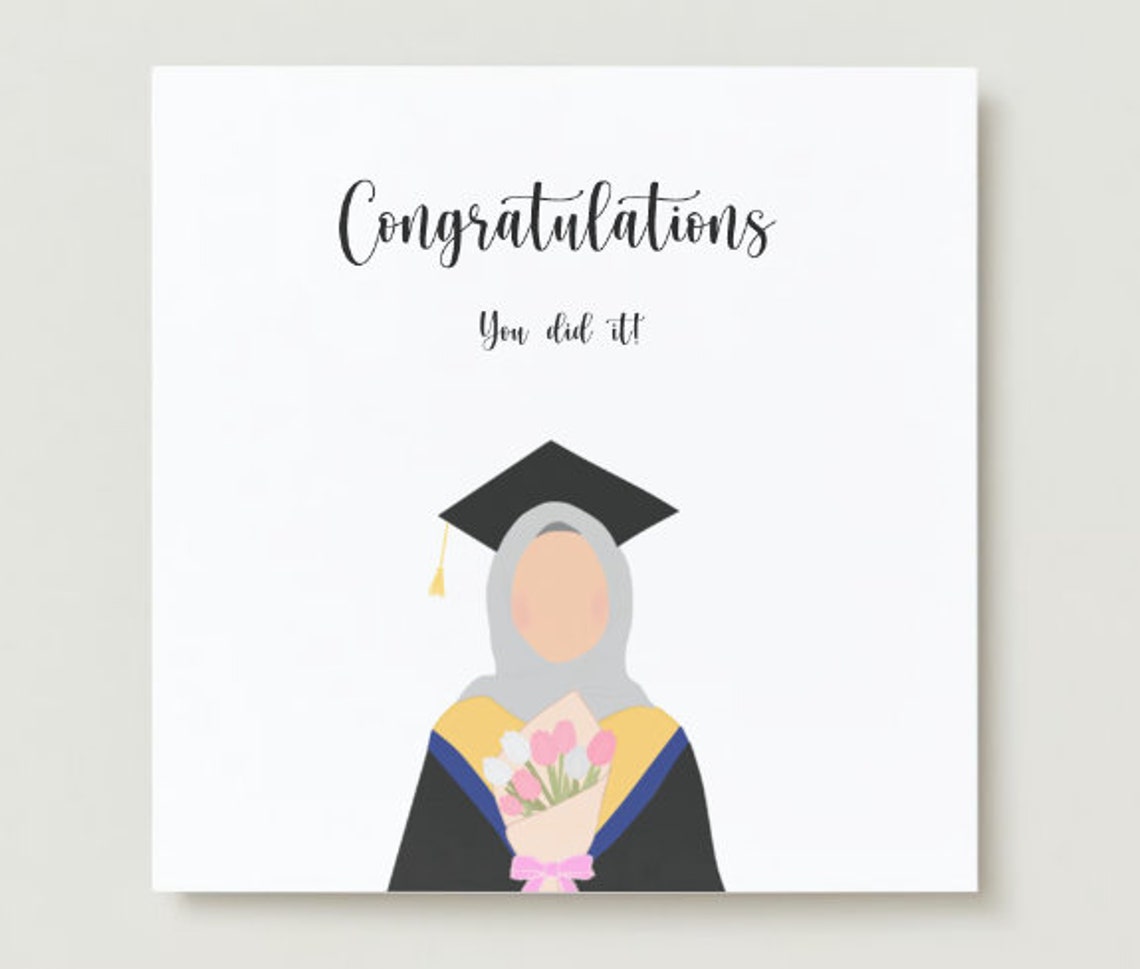 Graduation Greeting Card Muslim Greeting Card Hijab Woman Islamic ...