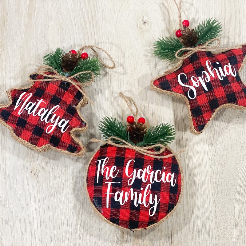 Plaid Initial Ornaments - Etsy