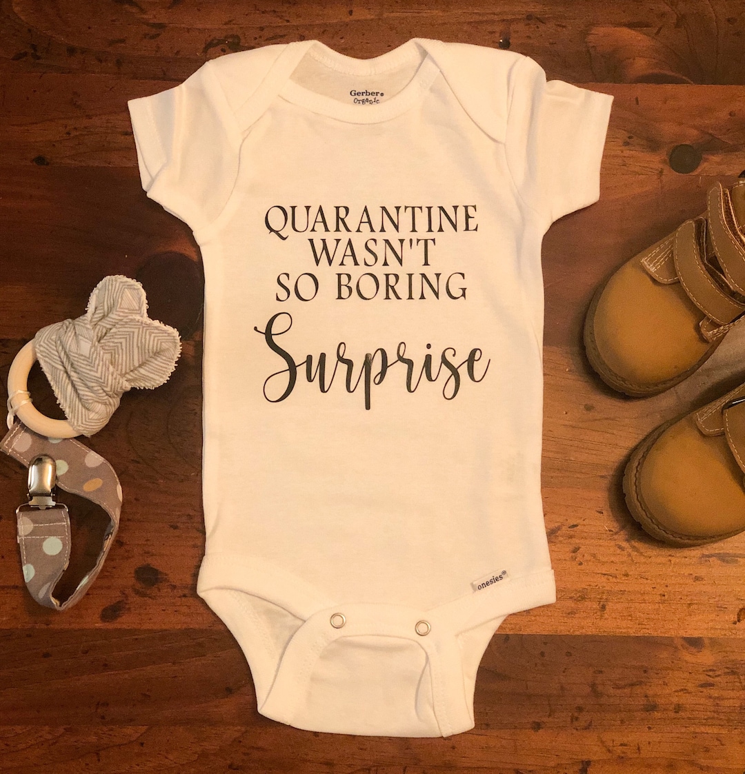 Quarantine Baby Announcement Onesie, Surprise Pregnancy Reveal - Etsy