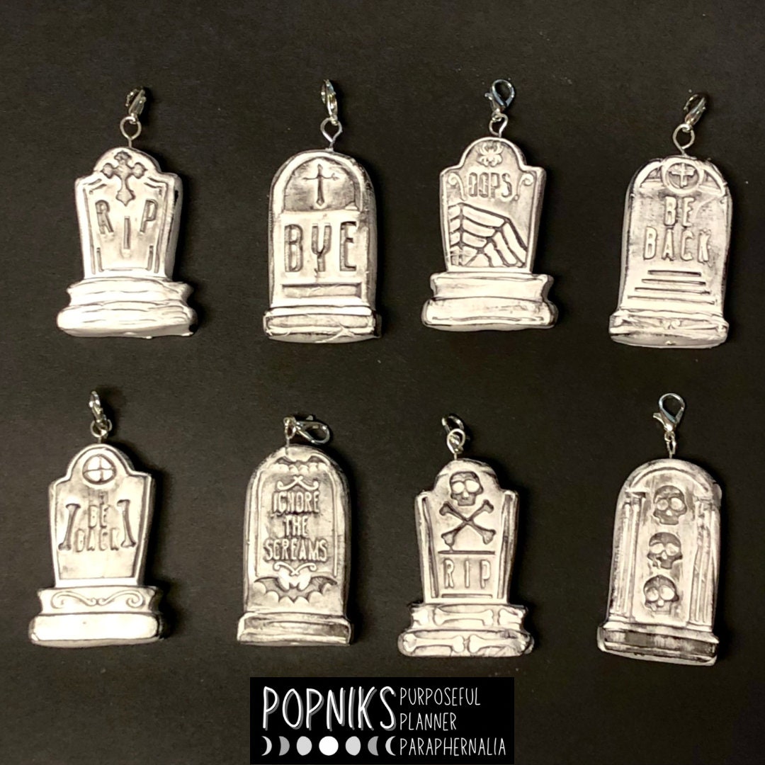 White Tombstone Polymer Clay Planner Clip Charm - Etsy