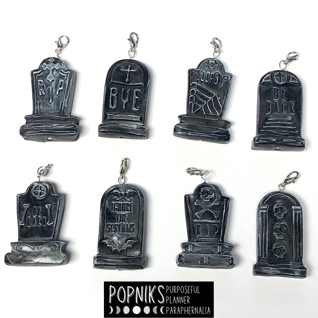 Black Tombstone Polymer Clay Planner Clip Charm - Etsy