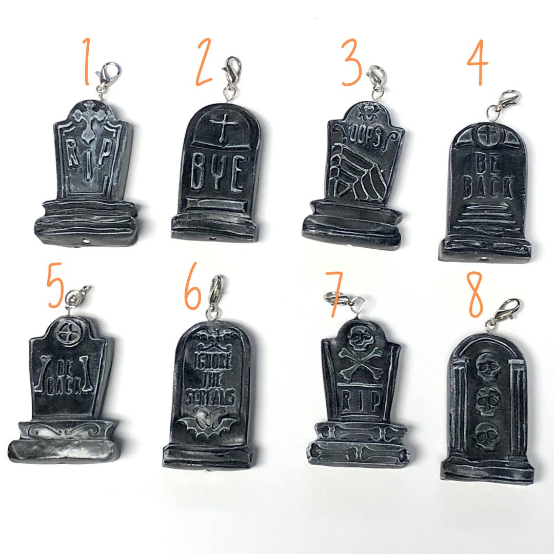 Black Tombstone Polymer Clay Planner Clip Charm - Etsy