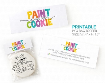 Printable Paint Your Own Cookie Bag Topper Template, Simple PYO Cookie ...
