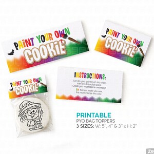 Paint Your Own Cookie Halloween Printable Bag Toppers Set of 3 - Etsy
