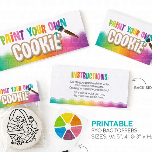 Paint Your Own Cookie Printable Bag Toppers Set of 3 - Etsy