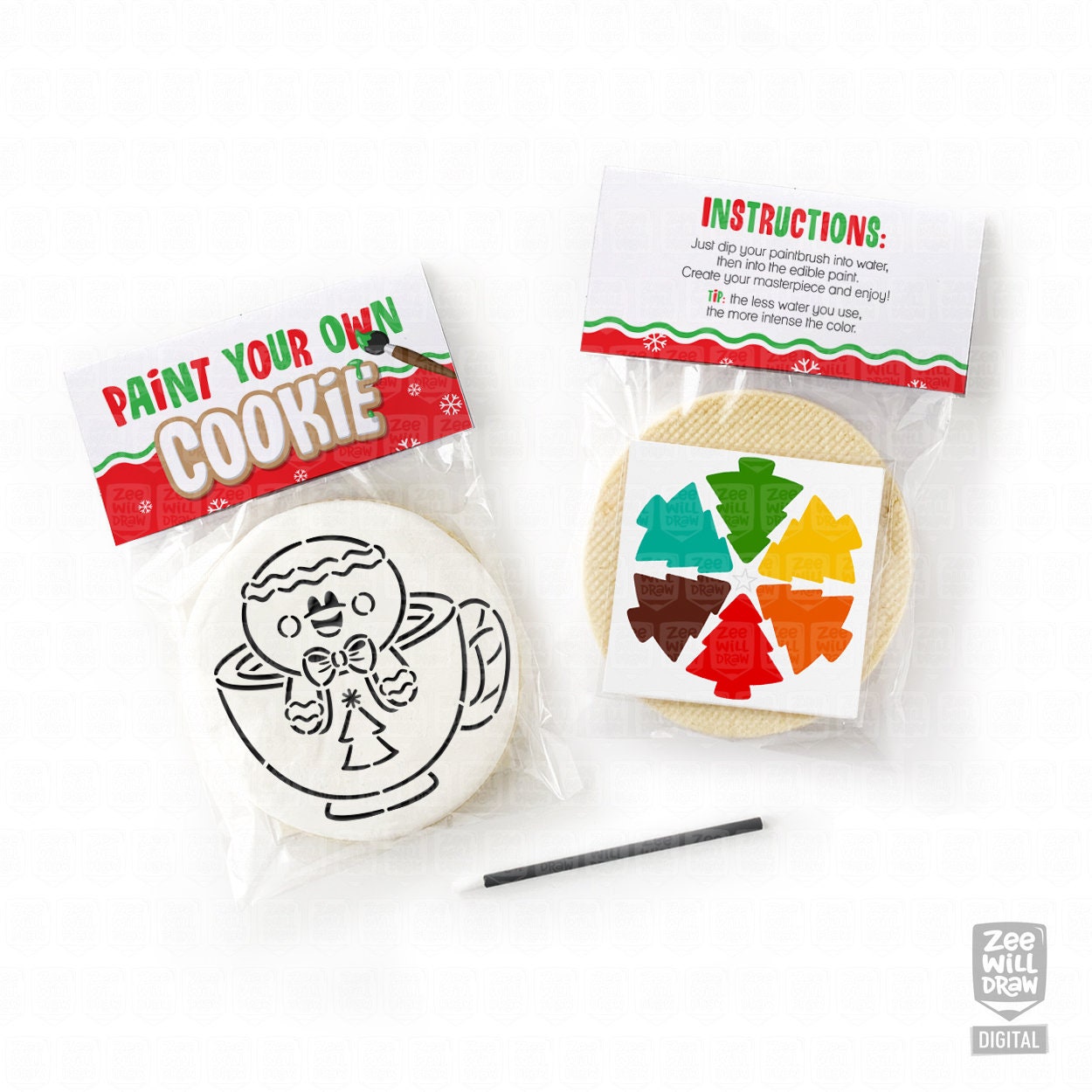 Paint Your Own Cookie Printable Bag Toppers Set of 3 - Etsy