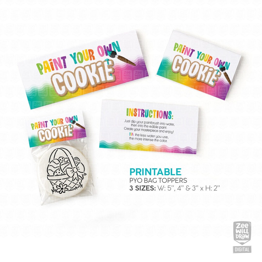 Paint Your Own Cookie Printable Bag Toppers Set of 3 - Etsy