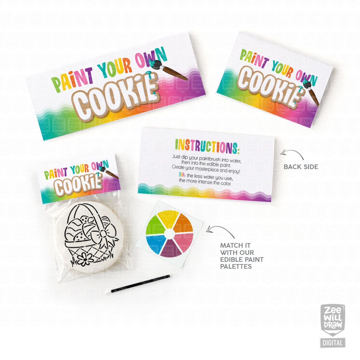 Paint Your Own Cookie Printable Bag Toppers Set of 3 - Etsy UK