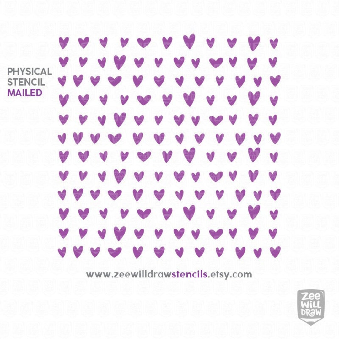 Hearts in Line Pattern Stencil - Etsy