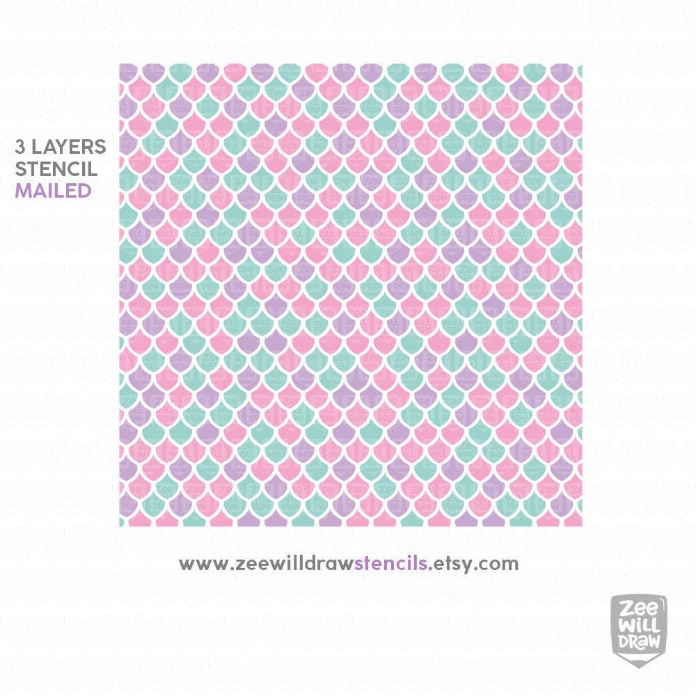 Mermaid Scales Stencil for Cookies Cakes and Crafting 3 - Etsy