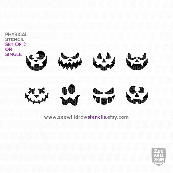 Pumpkin faces Stencil SET of 2 or SINGLE | Etsy
