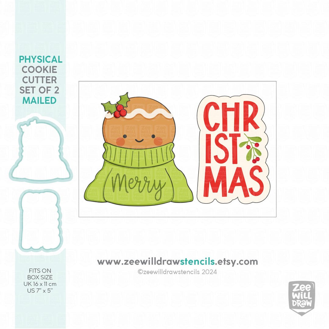 Merry Christmas Cookie Cutters Set of 2 - Etsy