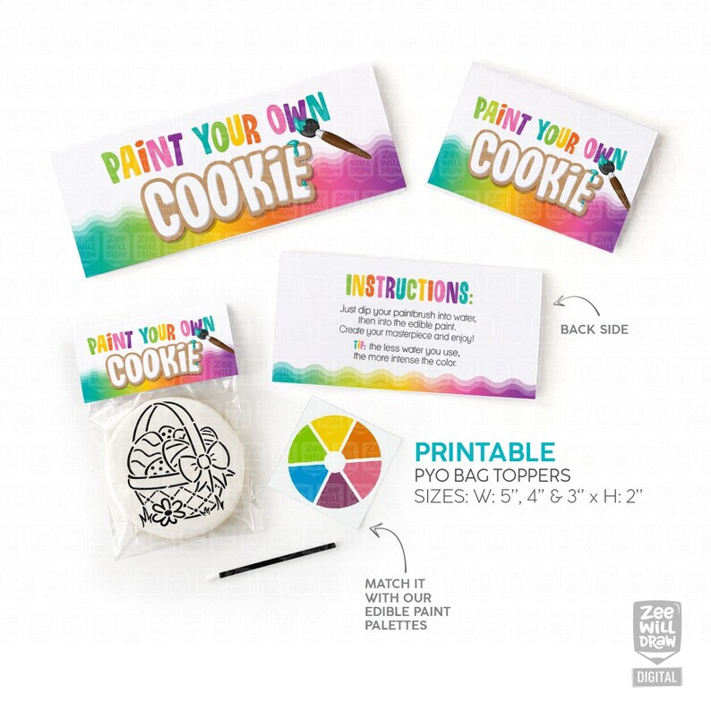 Paint Your Own Cookie Printable Bag Toppers Set of 3 - Etsy