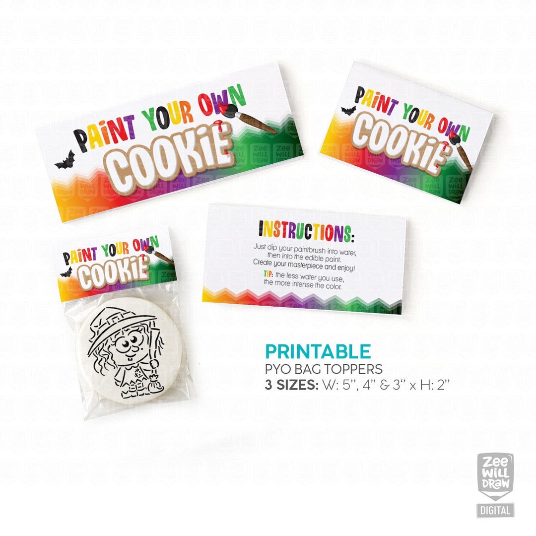 Paint Your Own Cookie Halloween Printable Bag Toppers Set of 3 - Etsy