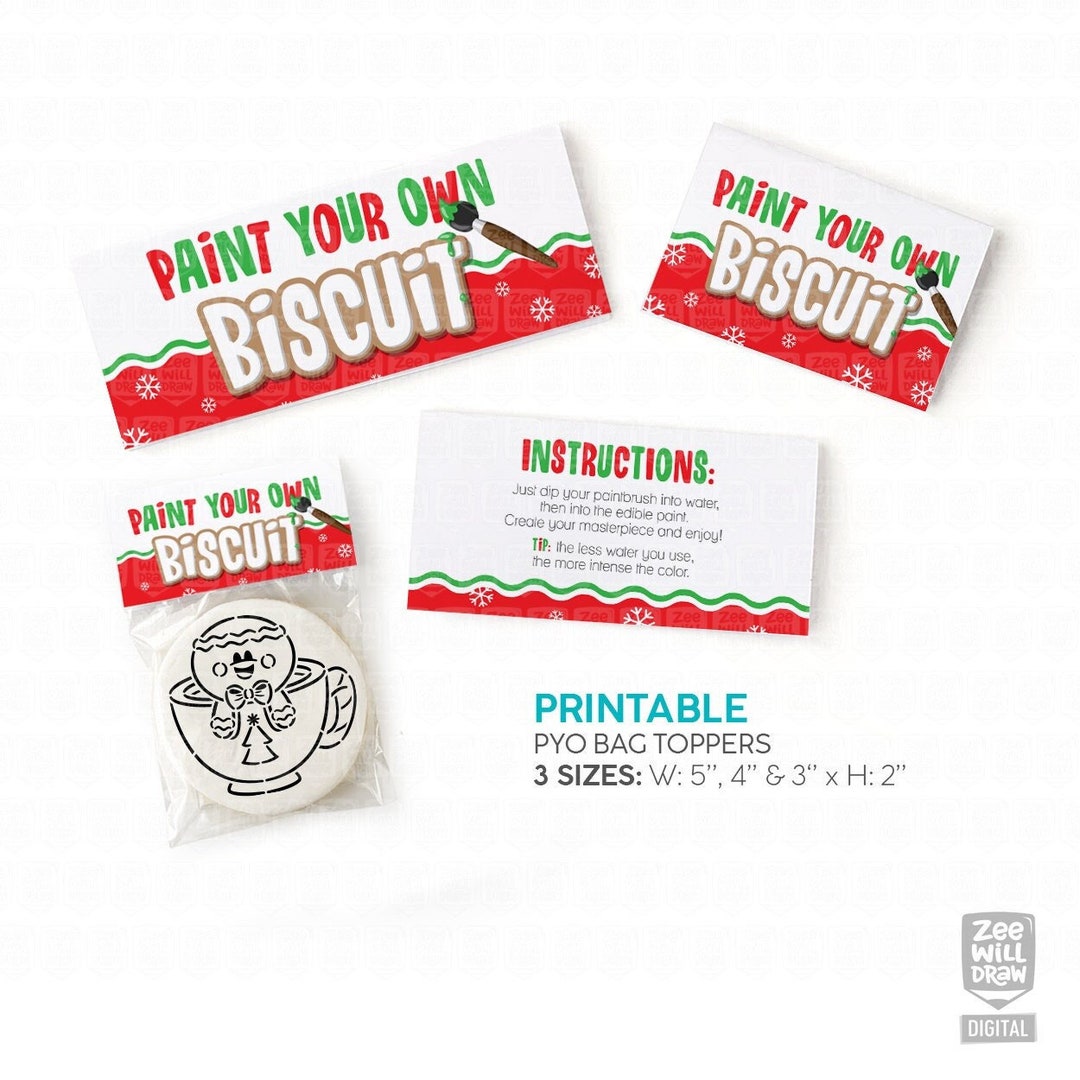 Paint Your Own Biscuit Printable Bag Toppers Set of 3 - Etsy