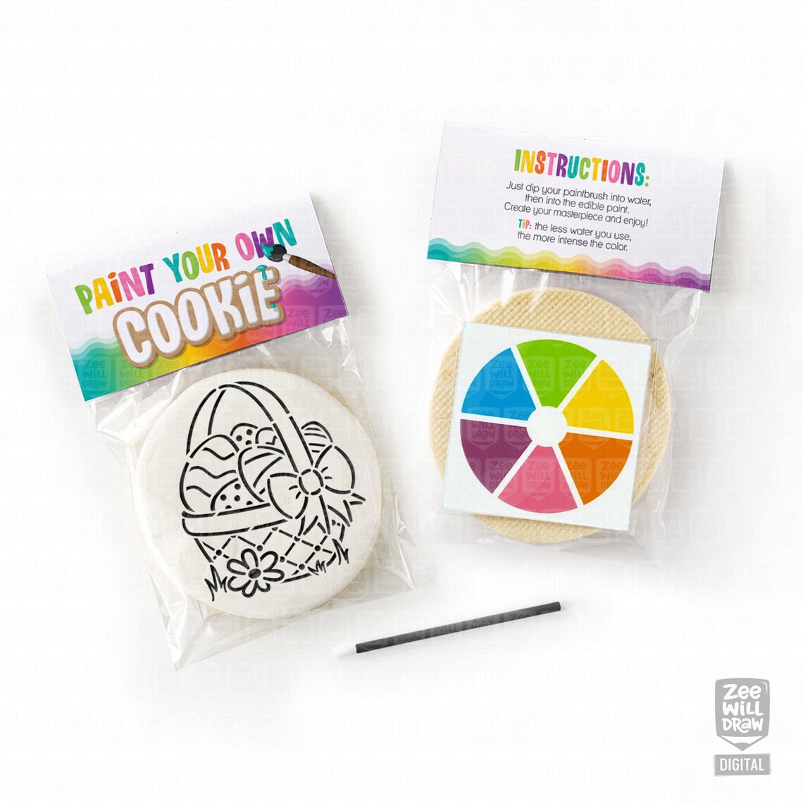 Paint Your Own Cookie Printable Bag Toppers Set of 3 - Etsy