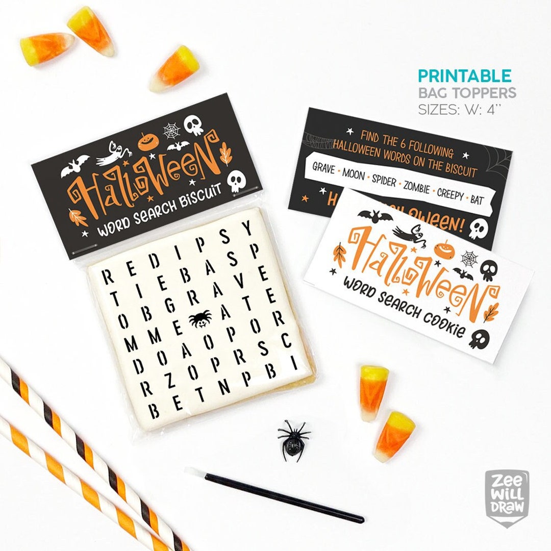 Hallowenn Word Search Printable Bag Topper to Match Our WORD SEARCH ...