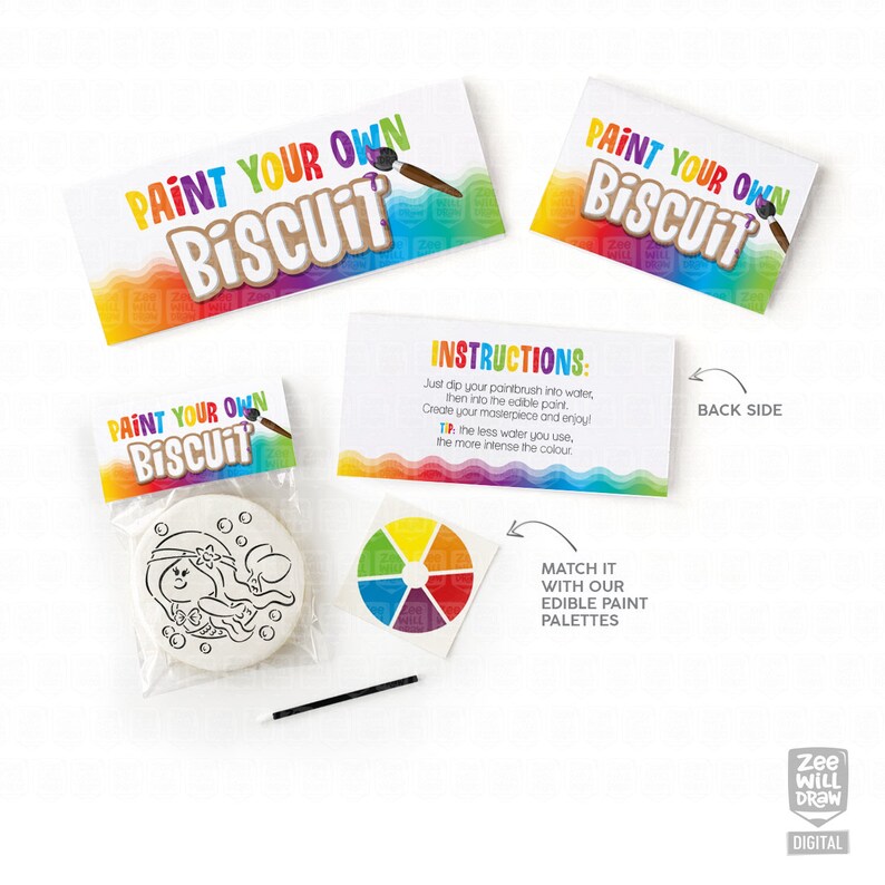 Paint Your Own Biscuit Printable Bag Toppers Set of 3 - Etsy