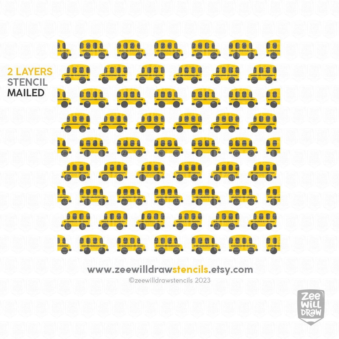 School Bus Stencil for Cookies, Cakes and Crafting - 2 Layers - Etsy