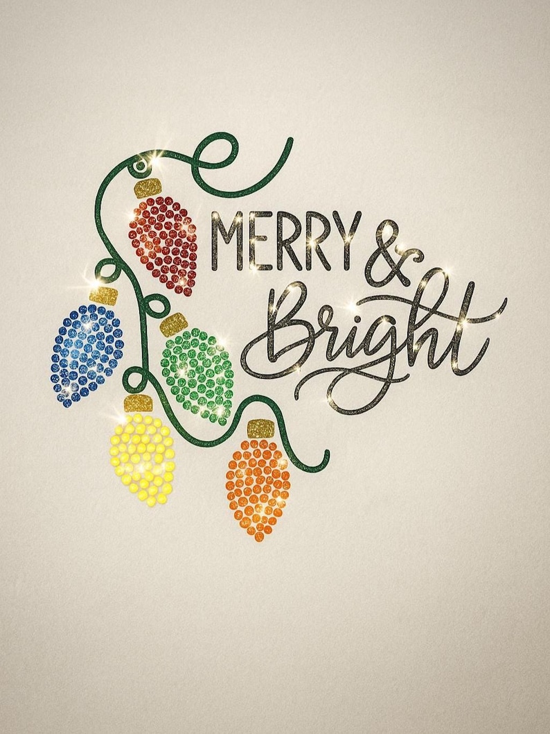 Merry & Bright Rhinestone Template - Etsy