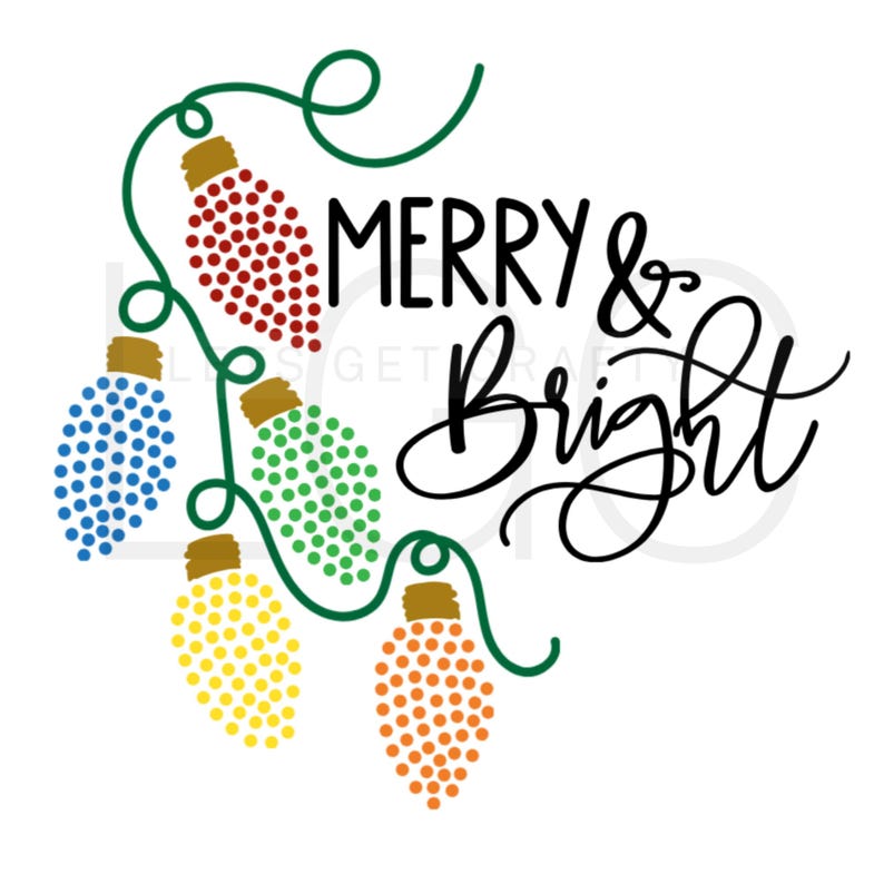 Merry & Bright Rhinestone Template - Etsy