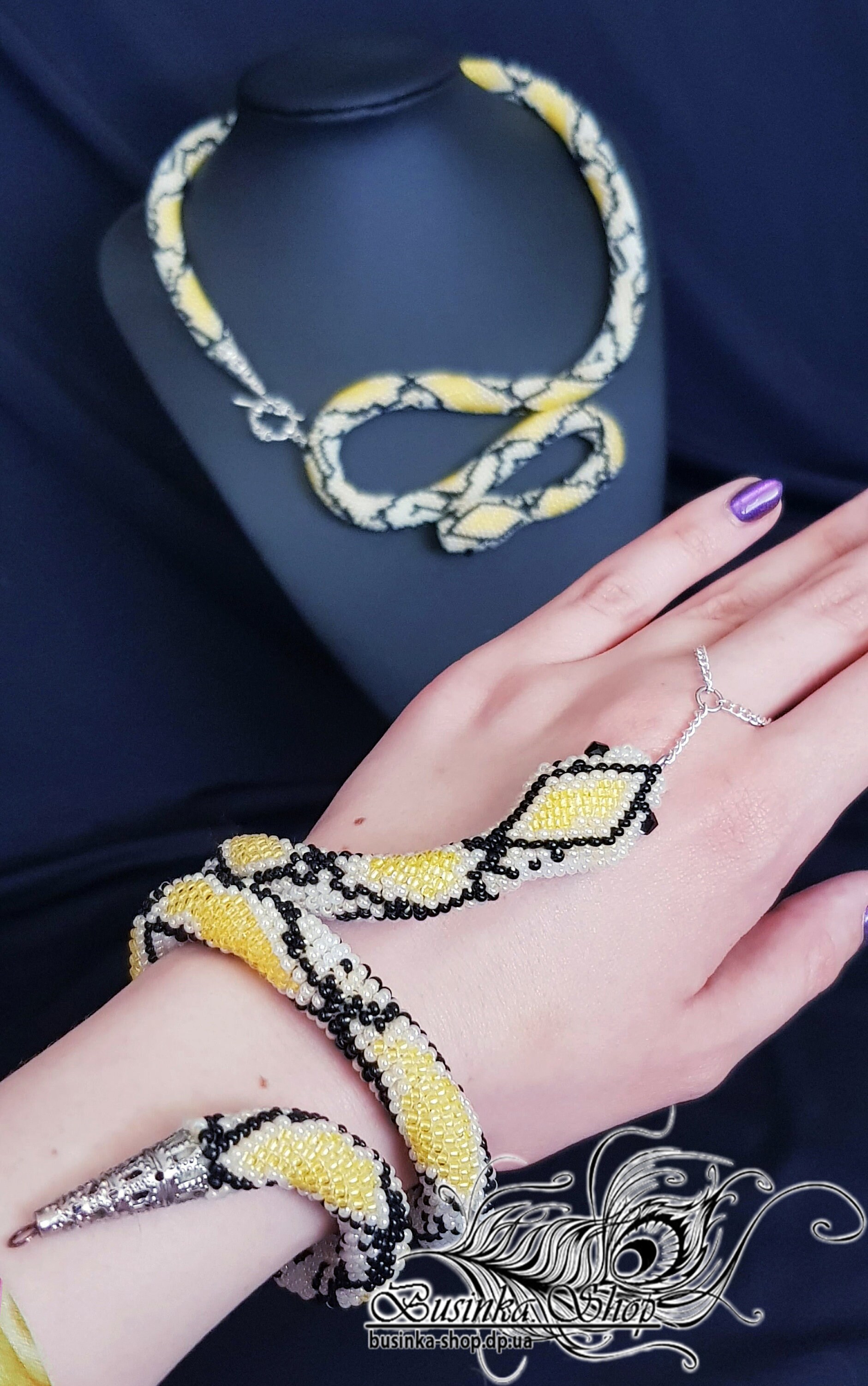 Set Golden python necklace slece bracelet / | Etsy