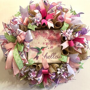 Hummingbird Wreath, Hummingbird Welcome Wreath, Welcome Wreath, Spring ...