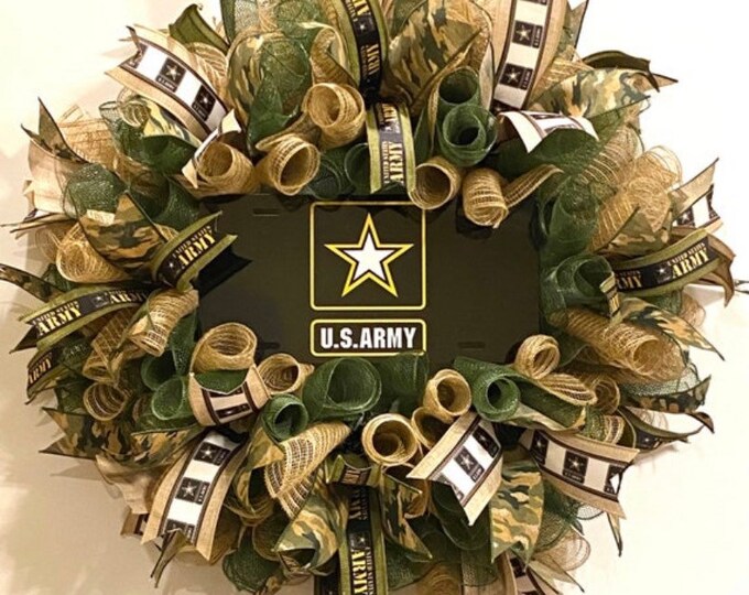 Army Wreath,army Plaque, Army Strong, Support Our Troops, Deco Mesh ...