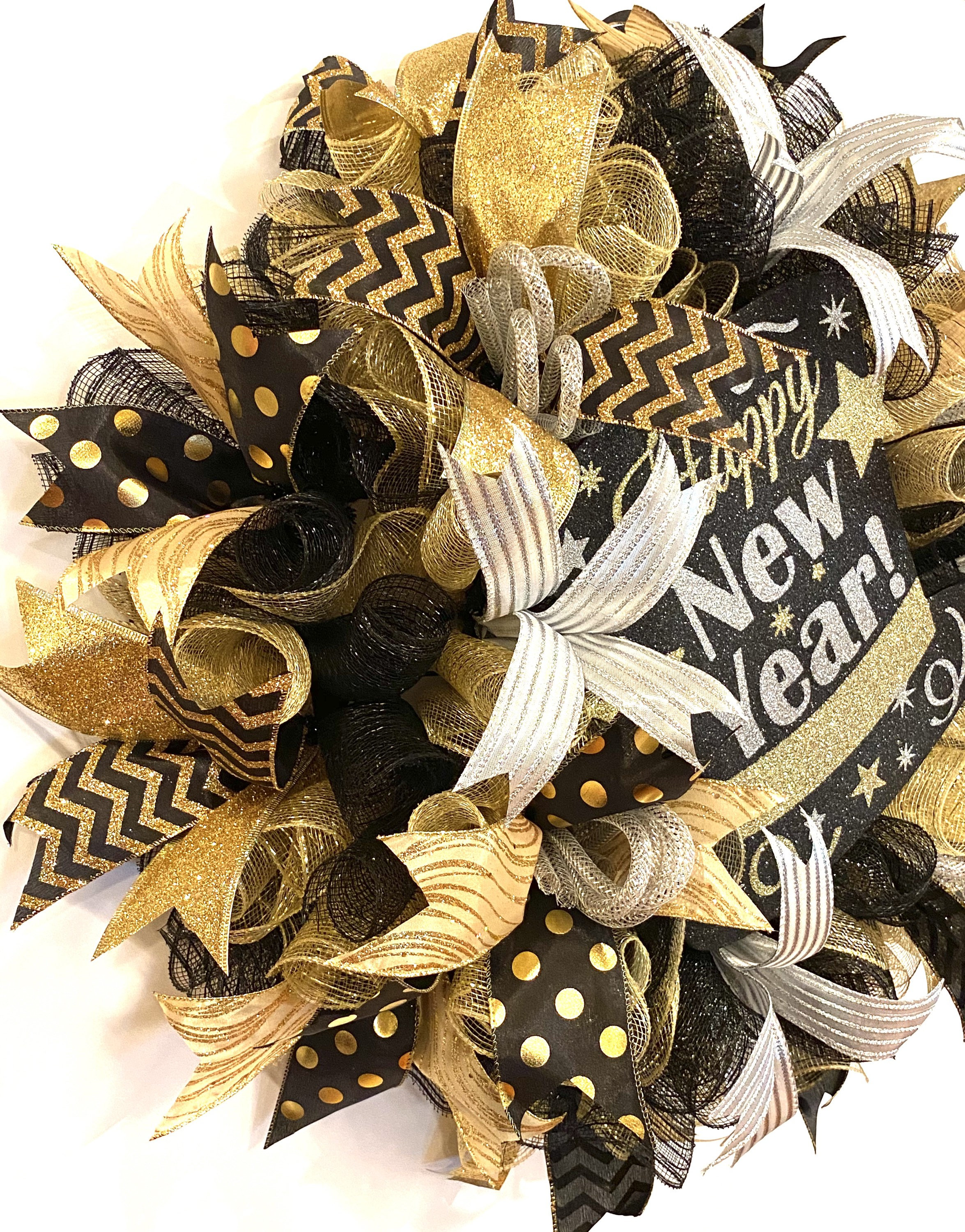 New Year Wreath/happy New Year/new Year Front Door | Etsy