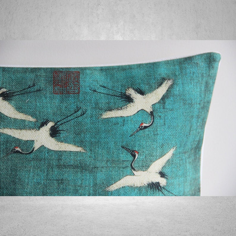 Ancient Song Dynasty Flying Cranes Throw Pillow Cover - Chinoiserie ...