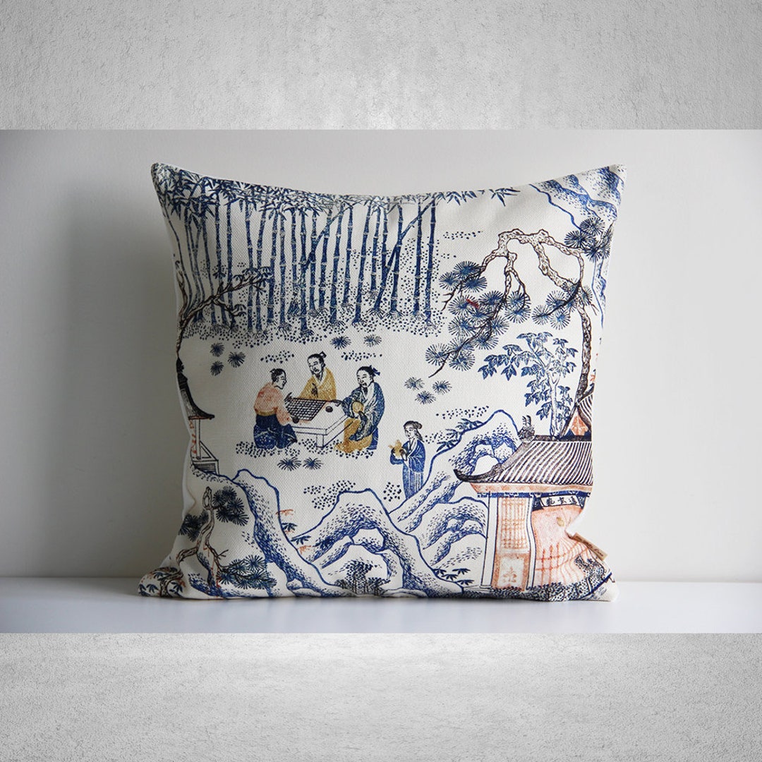 Ming Dynasty Story Scene Chinoiserie Throw Pillow Cover - Chinoise ...