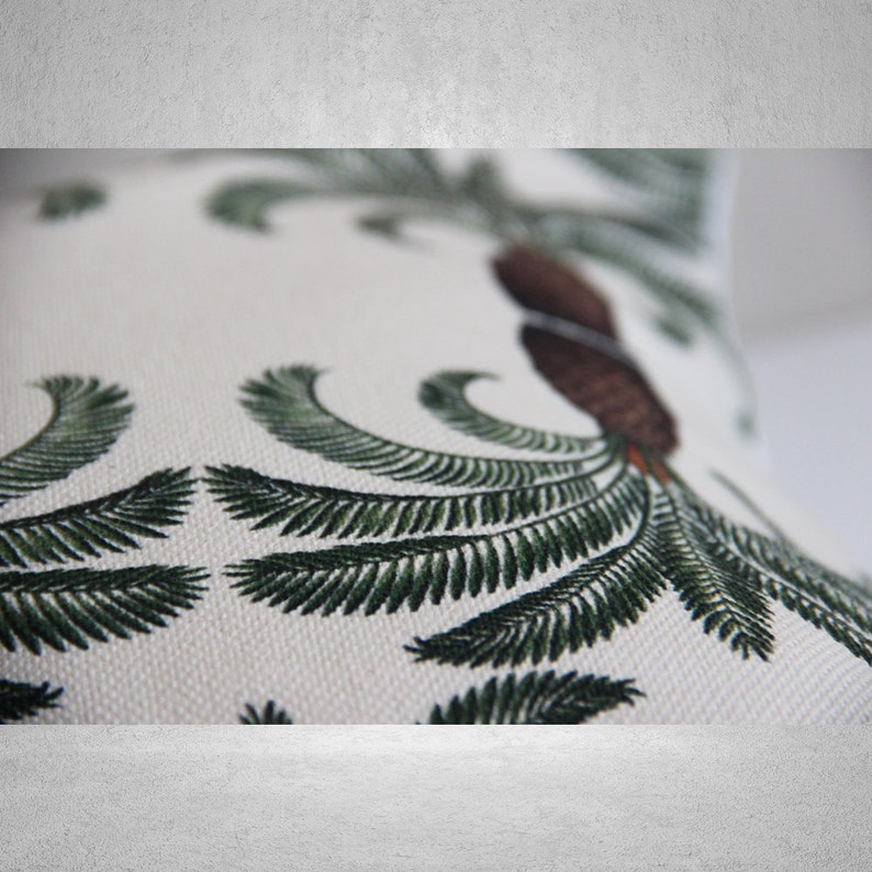 Green Palm Trees Beige Background Decorative Pillow Cover - Tropical ...