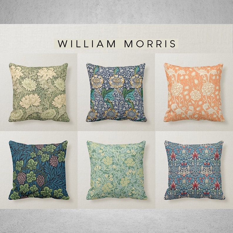 Classic William Morris Pattern Throw Pillow Cover - Morris Art Cushion ...