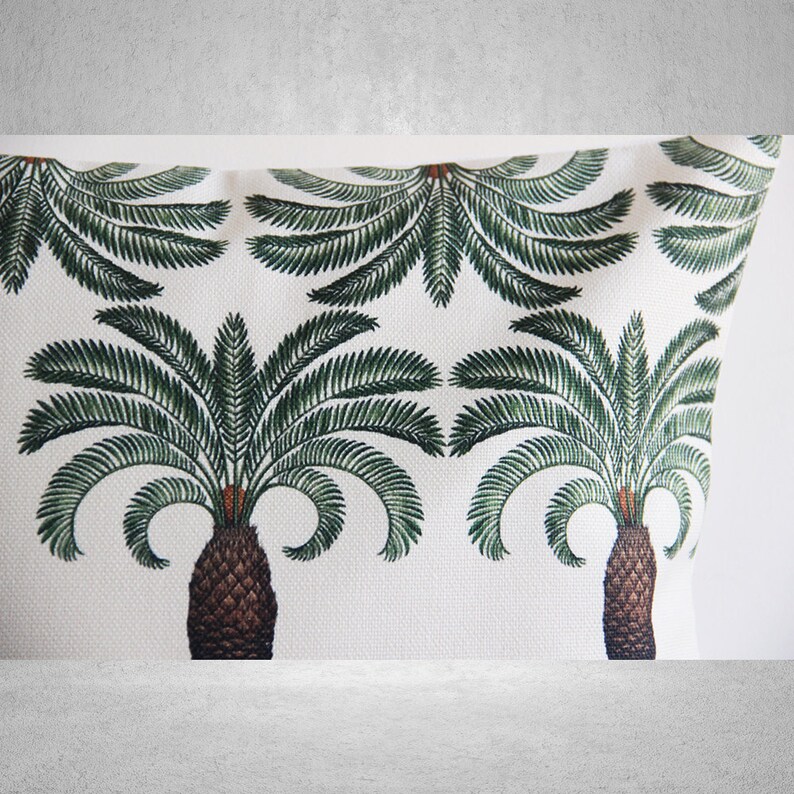 Green Palm Trees Beige Background Decorative Pillow Cover - Tropical ...